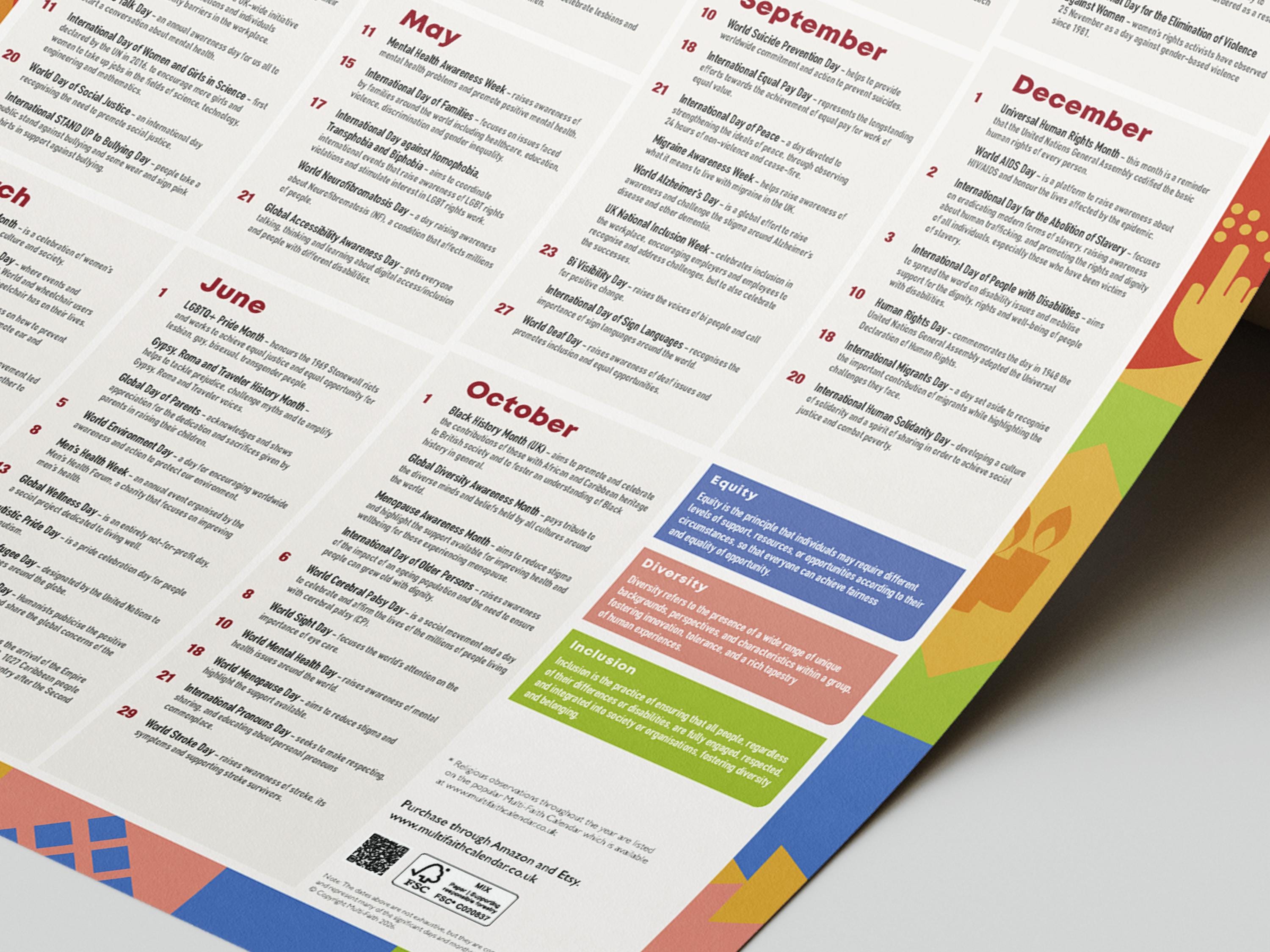 Equity Diversity Inclusion (EDI) Calendar 2026 | A2 Poster | Planner ...