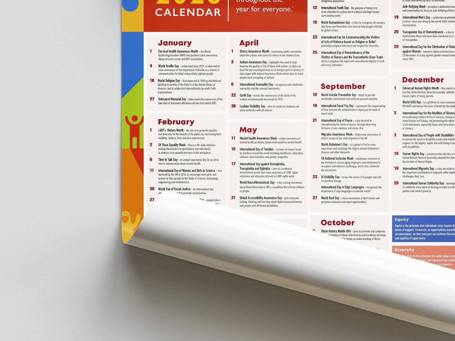 Equity Diversity Inclusion (EDI) Calendar 2026 | A2 Poster | Planner - Etsy UK