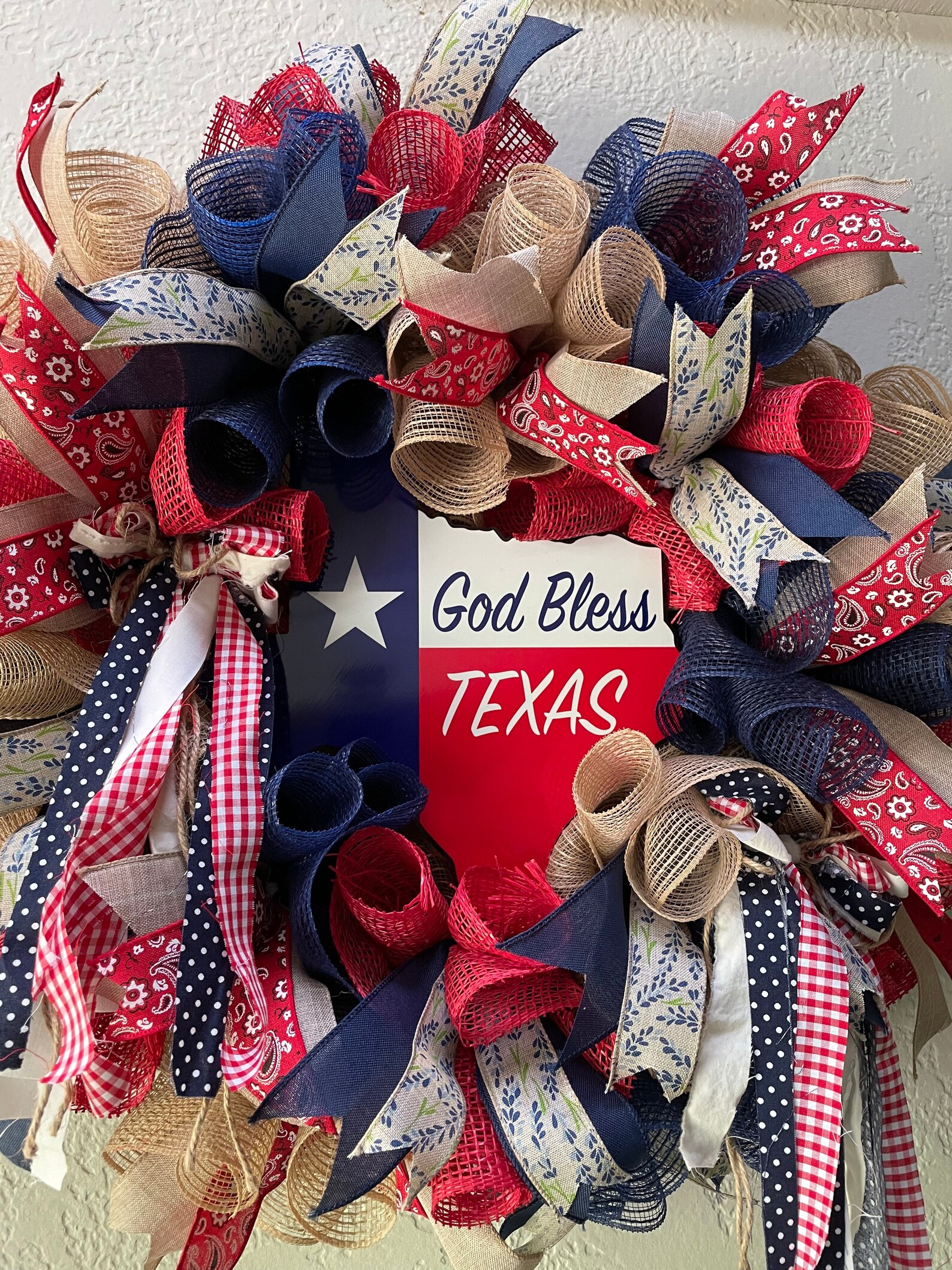 God Bless Texas Wreath, Patriotic Wreath, Rustic Wreath, Texan Wreath ...