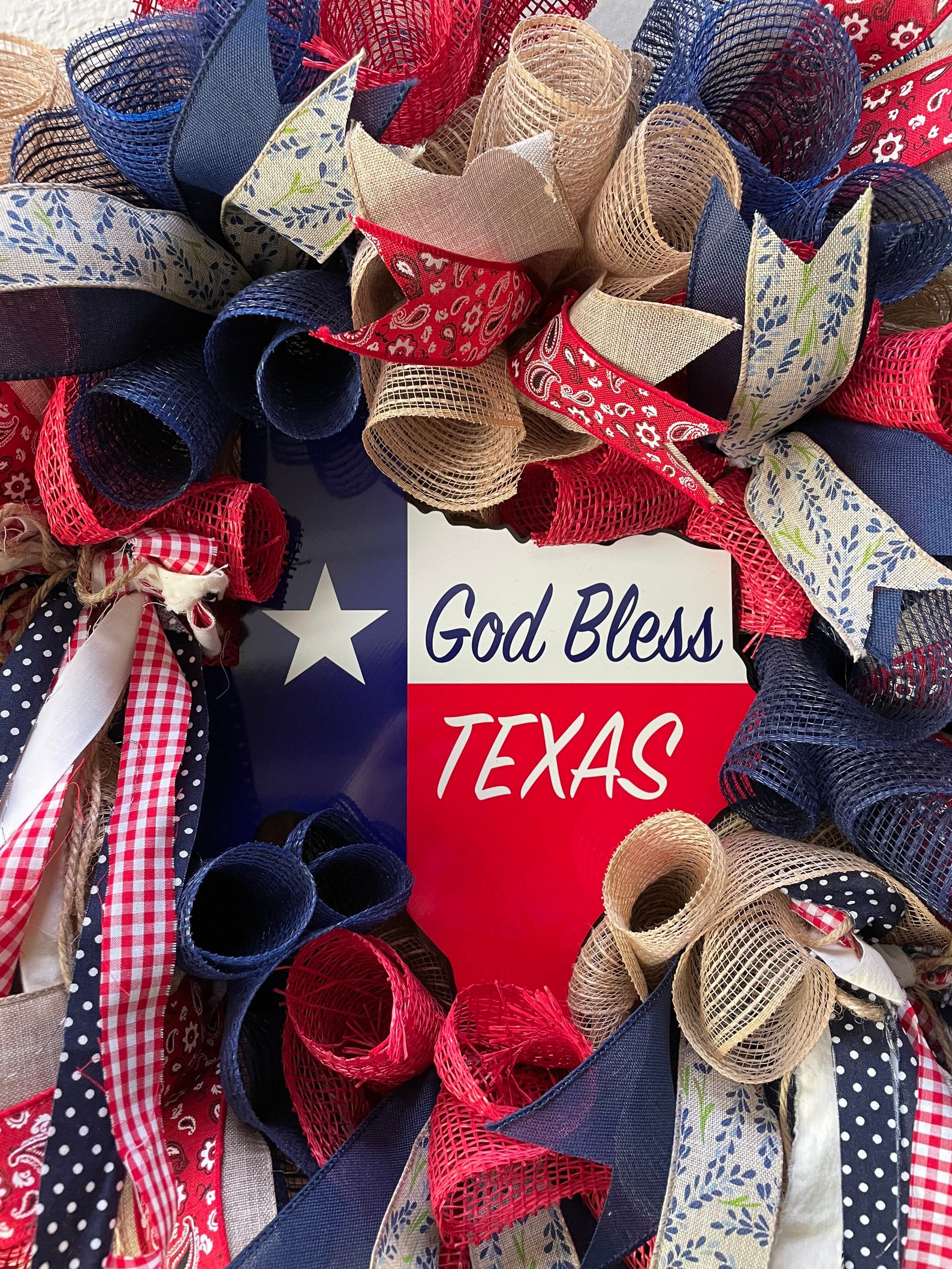 God Bless Texas Wreath, Patriotic Wreath, Rustic Wreath, Texan Wreath ...