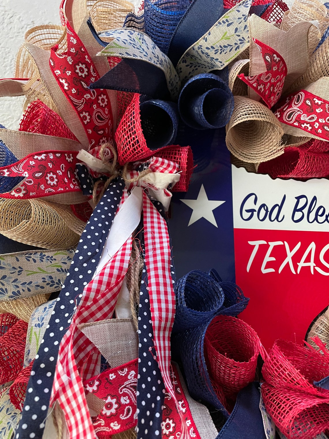 God Bless Texas Wreath, Patriotic Wreath, Rustic Wreath, Texan Wreath ...