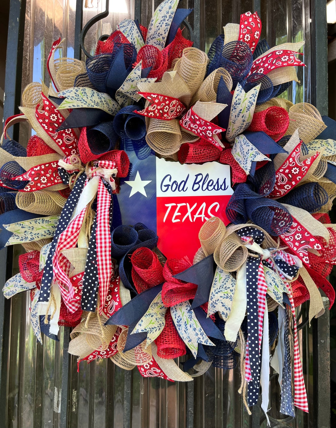 God Bless Texas Wreath, Patriotic Wreath, Rustic Wreath, Texan Wreath ...