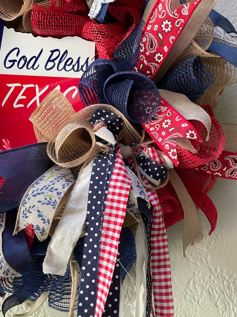 God Bless Texas Wreath, Patriotic Wreath, Rustic Wreath, Texan Wreath ...