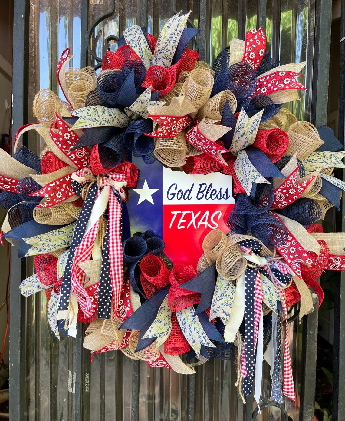 God Bless Texas Wreath, Patriotic Wreath, Rustic Wreath, Texan Wreath ...