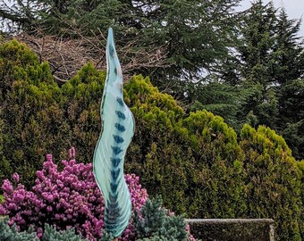 MALA 763 Purple/celadon Set of 5: 3 Leaves, 2 Fiddles Glass Garden Art ...