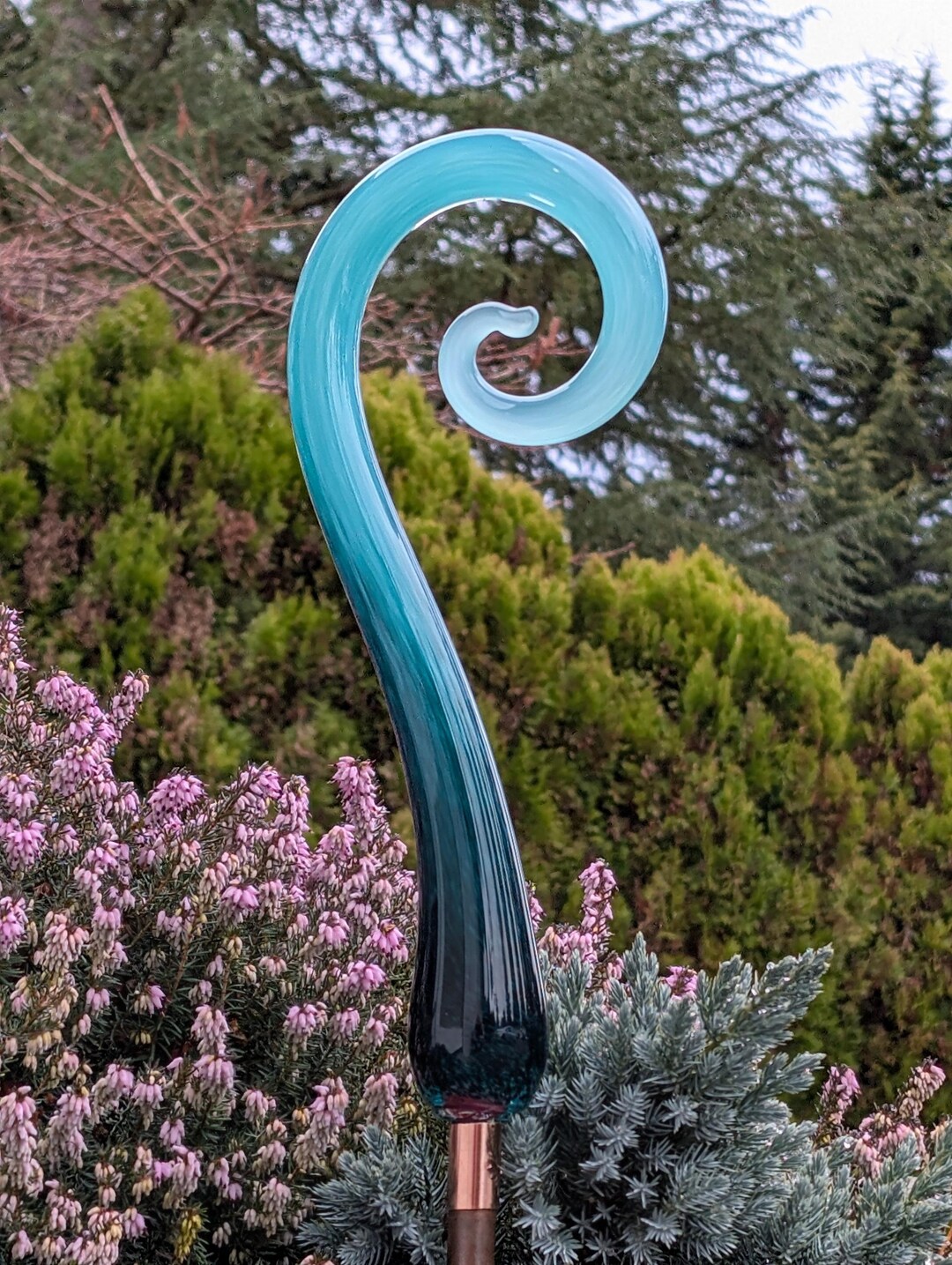 MALA 1290 Turquoise/jade 2 Tone Fiddle Stick Curly Glass Garden Yard ...