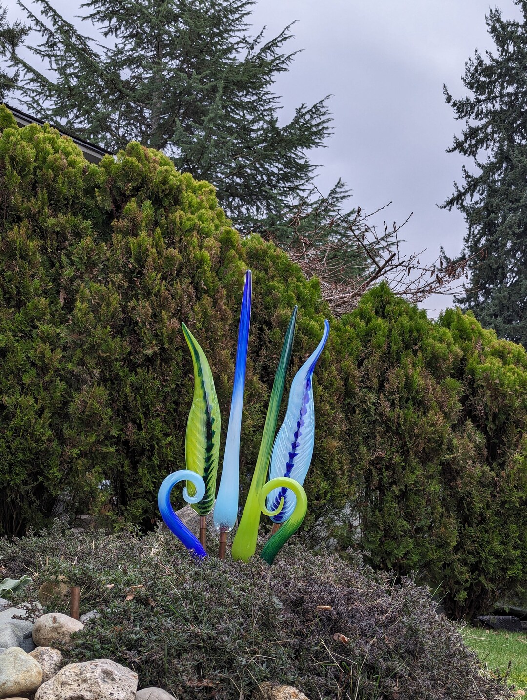 MALA 765 Cobalt Blue/lime Set of 6: 2 Leaves, 2 Spears, 2 Fiddles Glass ...