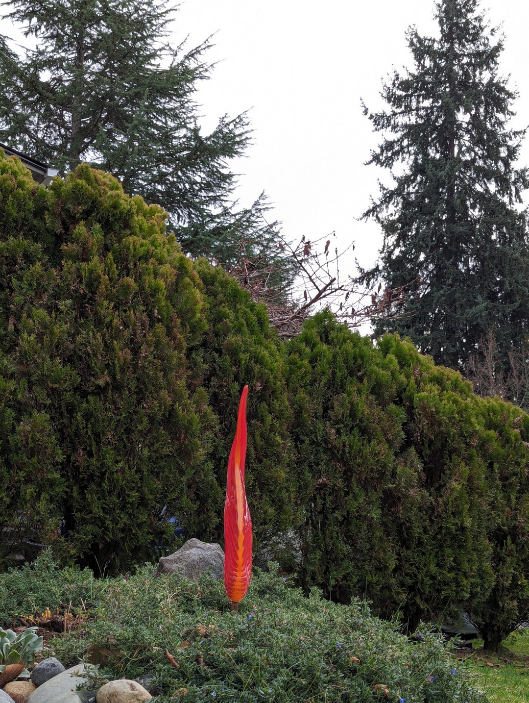 MALA 388 Red/orange Glass Garden Art Decor Glass Hand Made Outdoor ...