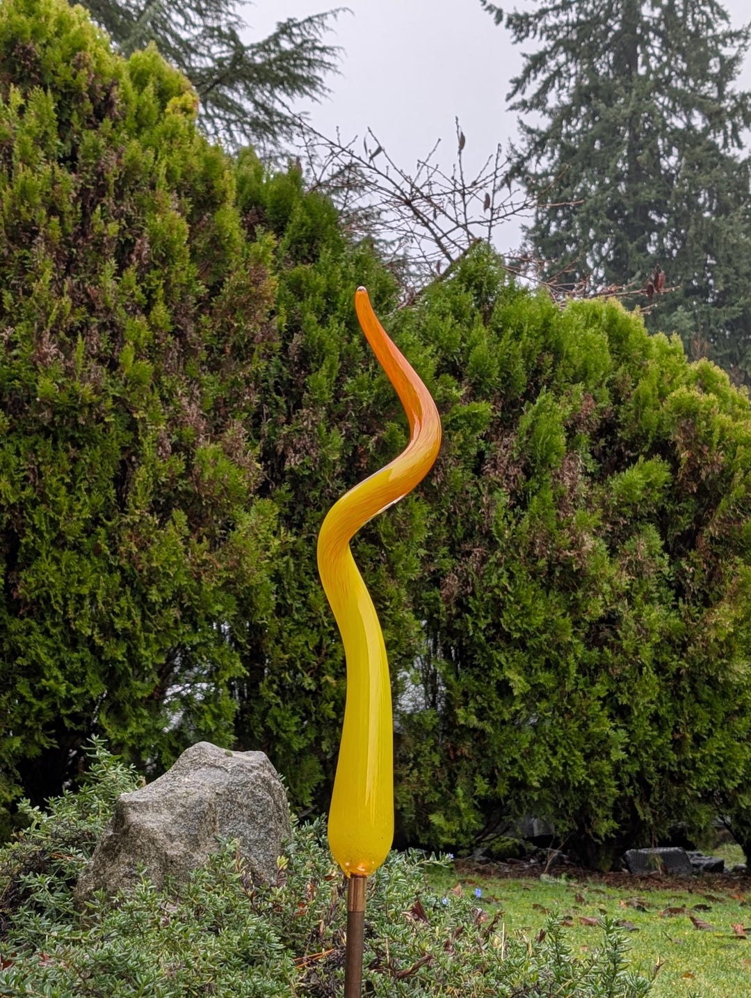 MALA #1258 Yellow/orange 2 Tone Opaque Fade to Transparent Glass Garden ...