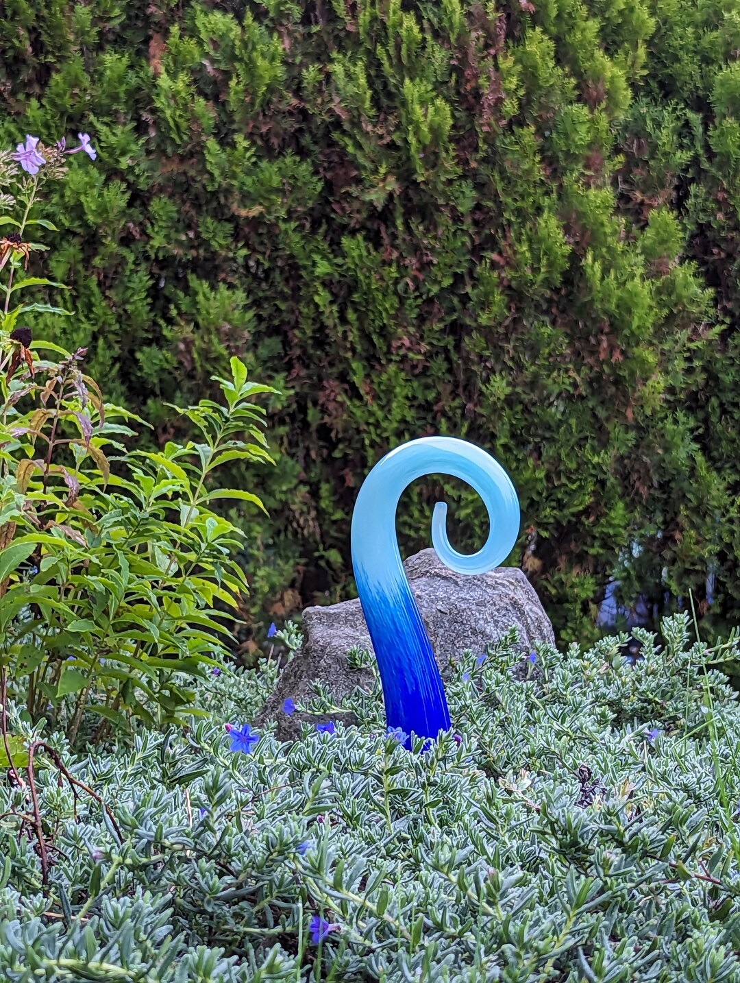 MALA 577 Light Blue/ Cobalt 2 Tone Fiddle Stick Curly Glass Garden Yard ...