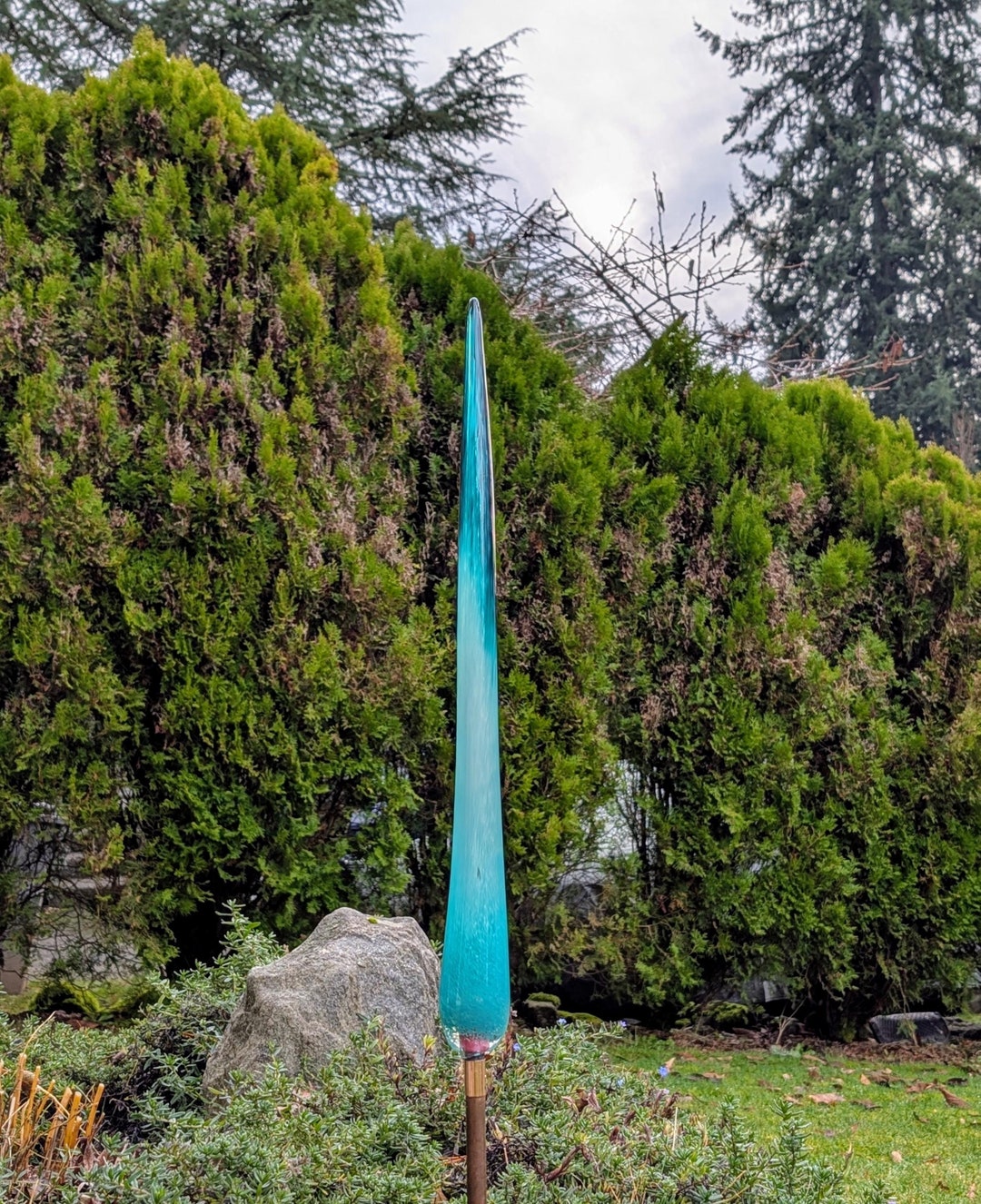 MALA 1264 Turquoise/jade 2 Tone Opaque Fade to Transparent Glass Garden ...