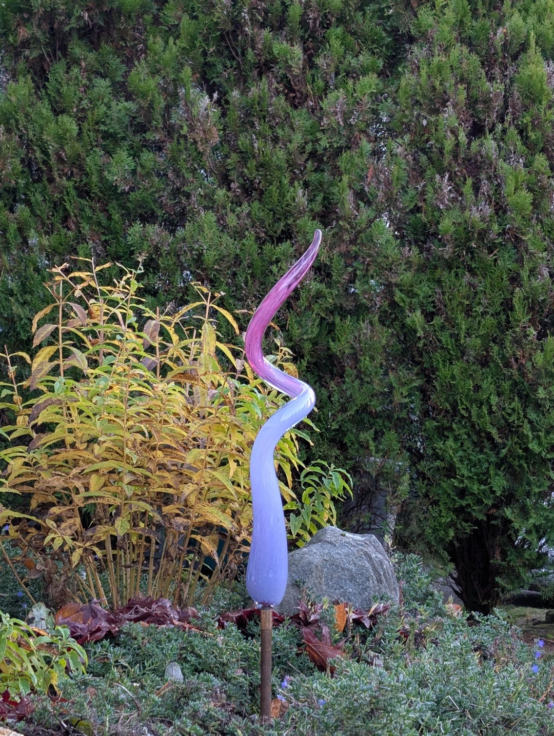 MALA #1166 Purple/pink 2 Tone Opaque Fade to Transparent Glass Garden ...