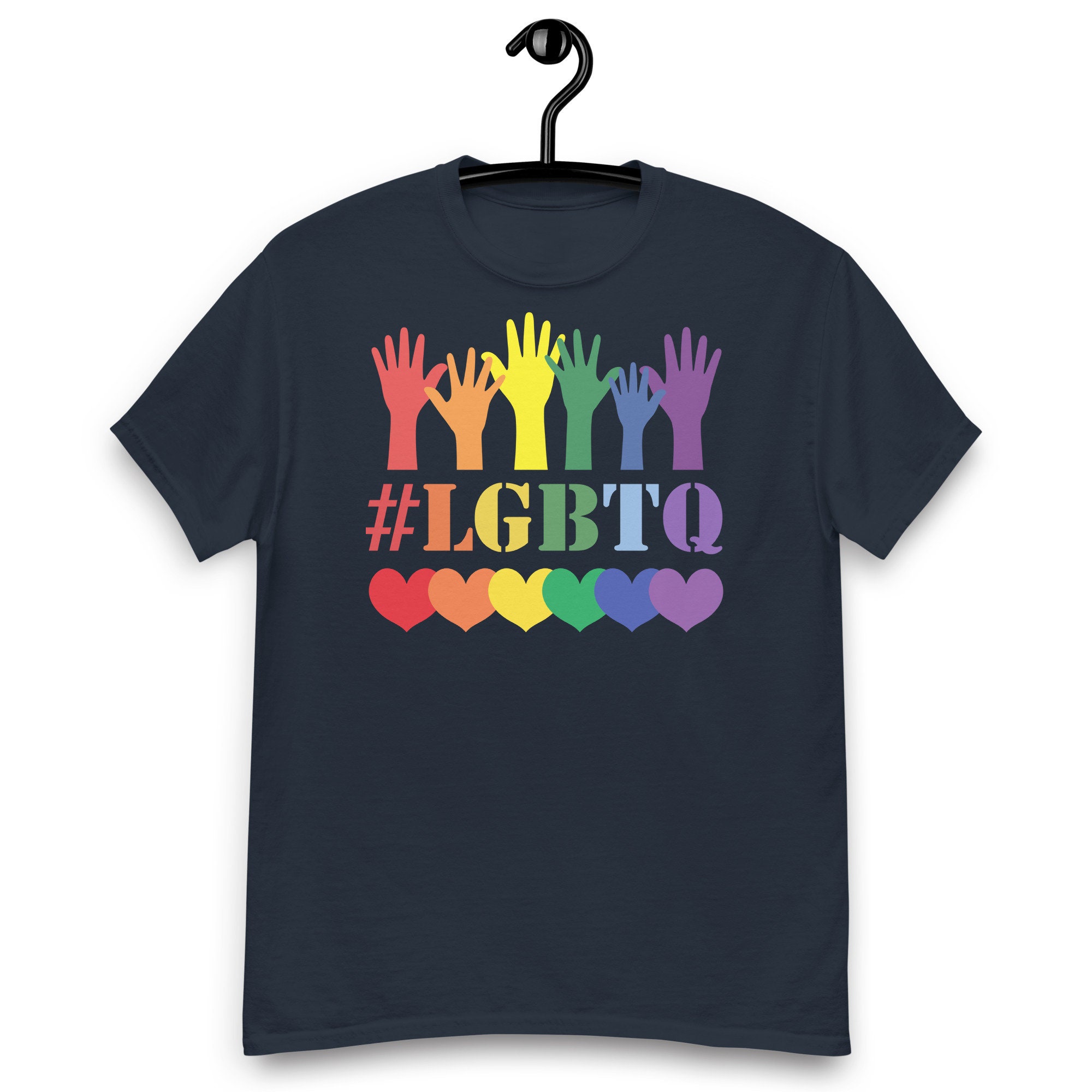 LGBTQ Men's Classic Tee Rainbow Colors With Hearts and Hands - Etsy