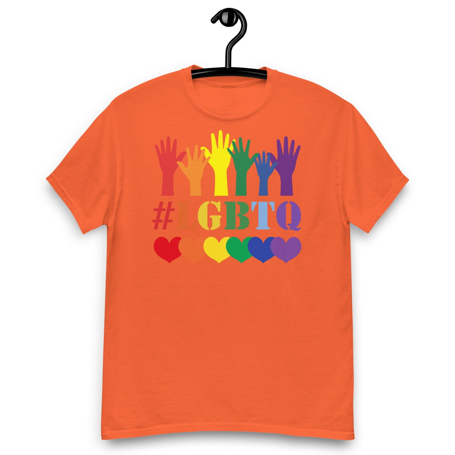 LGBTQ Men's Classic Tee Rainbow Colors With Hearts and Hands - Etsy