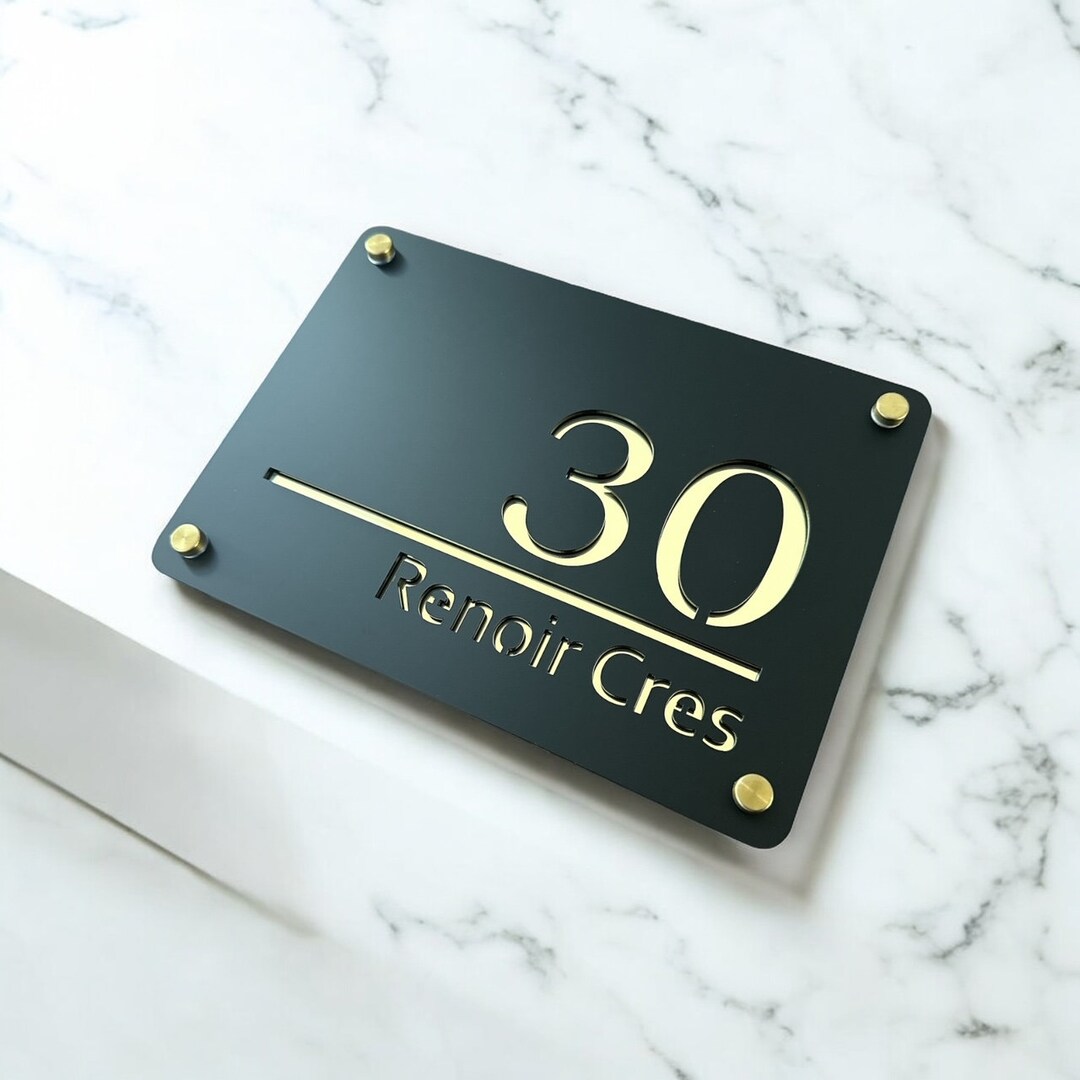 Modern House Number Sign Plaque With Standoffs | Precision Laser Cut ...