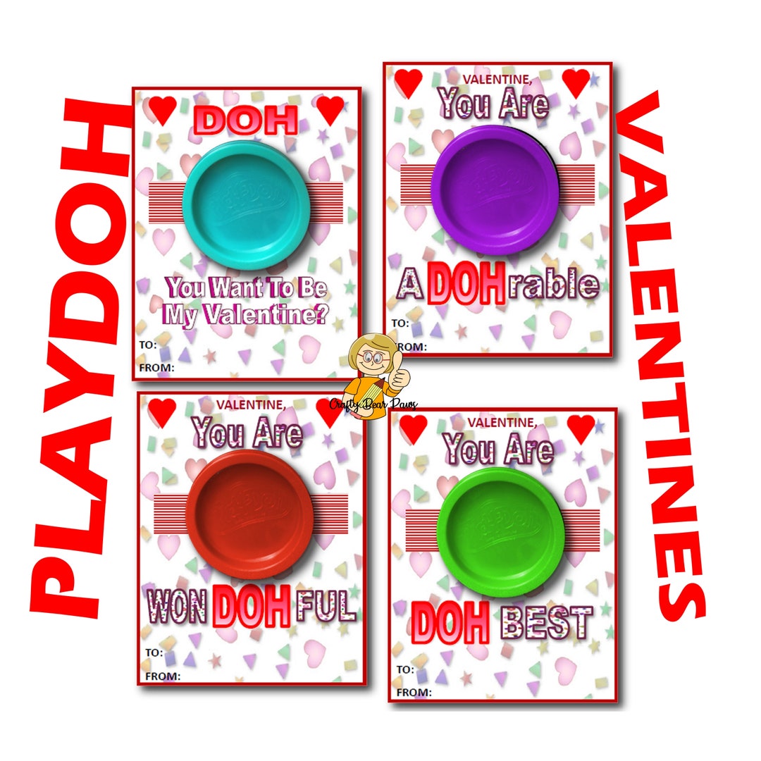 Printable Valentine Playdoh Cards, Valentine Card Set, Students ...