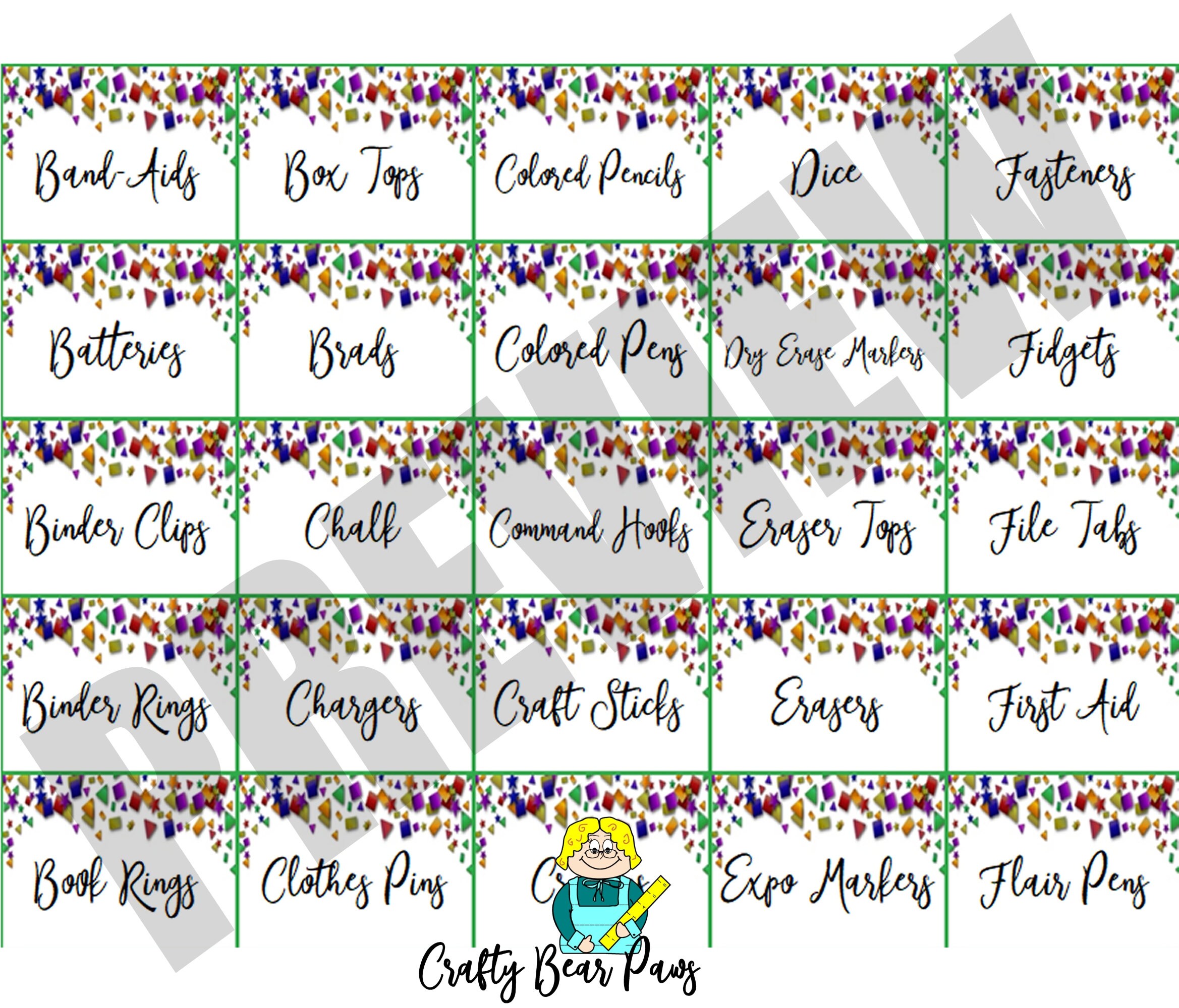 Toolbox Teacher Labels Editable Confetti Décor Toolbox - Etsy