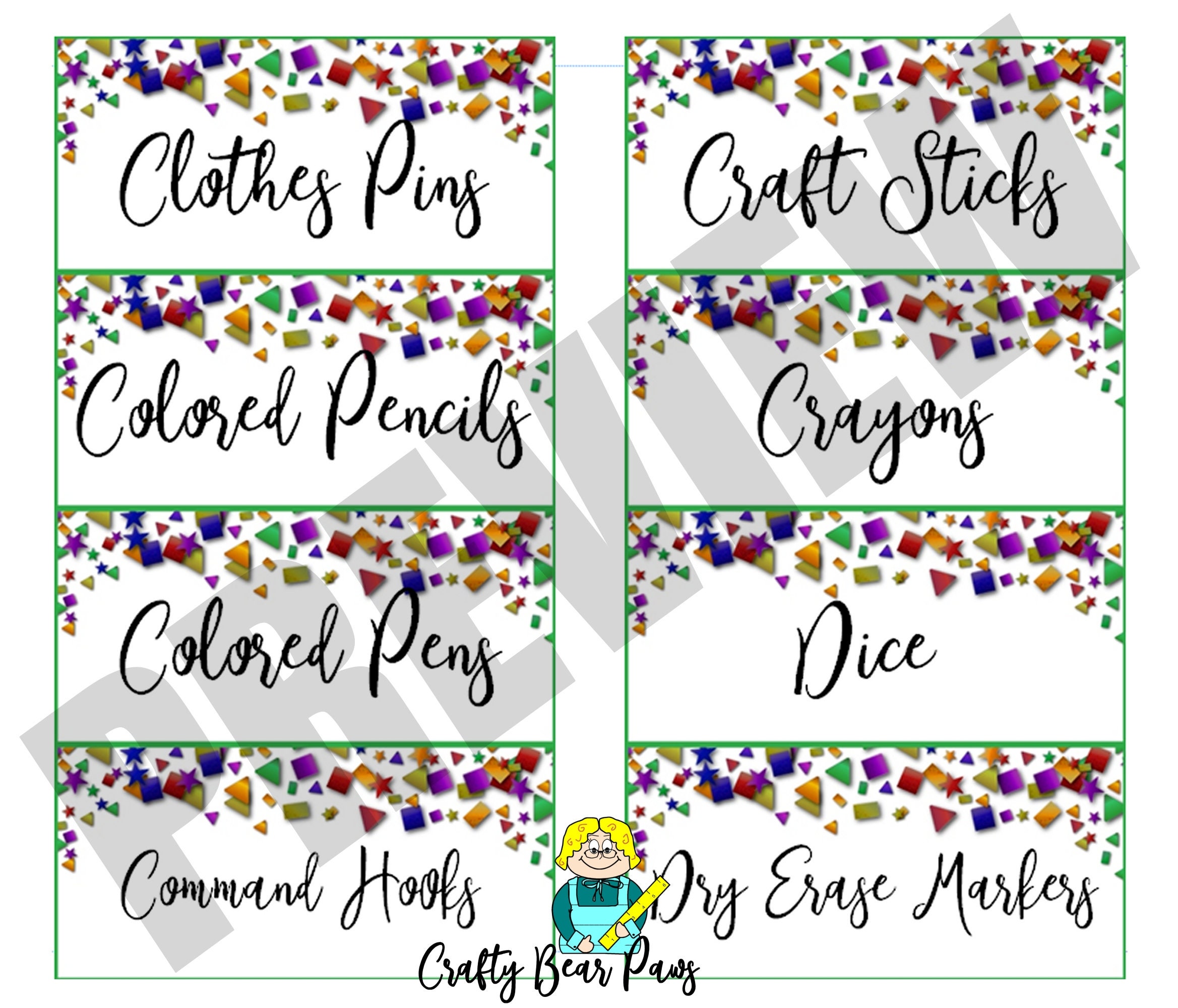 Toolbox Teacher Labels Editable Confetti Décor Toolbox - Etsy