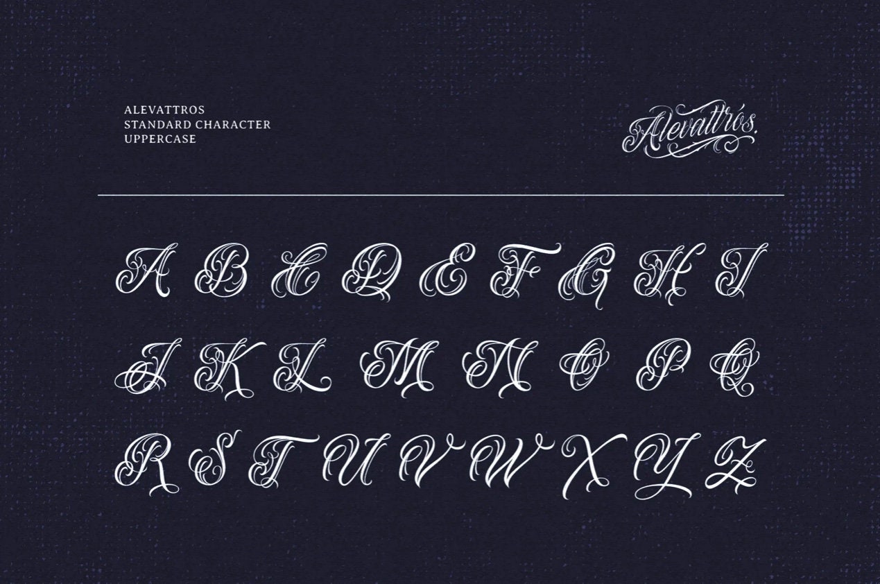 ALEVATTROS Tattoo Style Script Otf/ttf Fancy Script Tattoo - Etsy