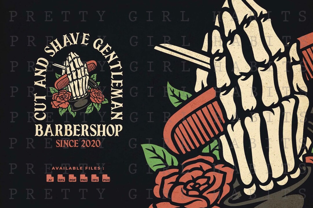 Barber Hand Drawn Design Logo (png,jpeg,ai,pdf,photoshop) - Etsy