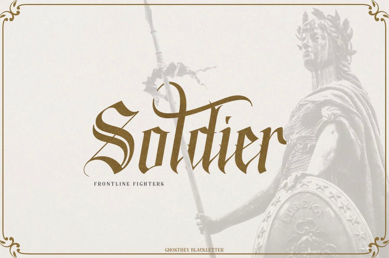 Strong Dark Old E Tattoo Font Inspired by Blackletter Typeface Script ...