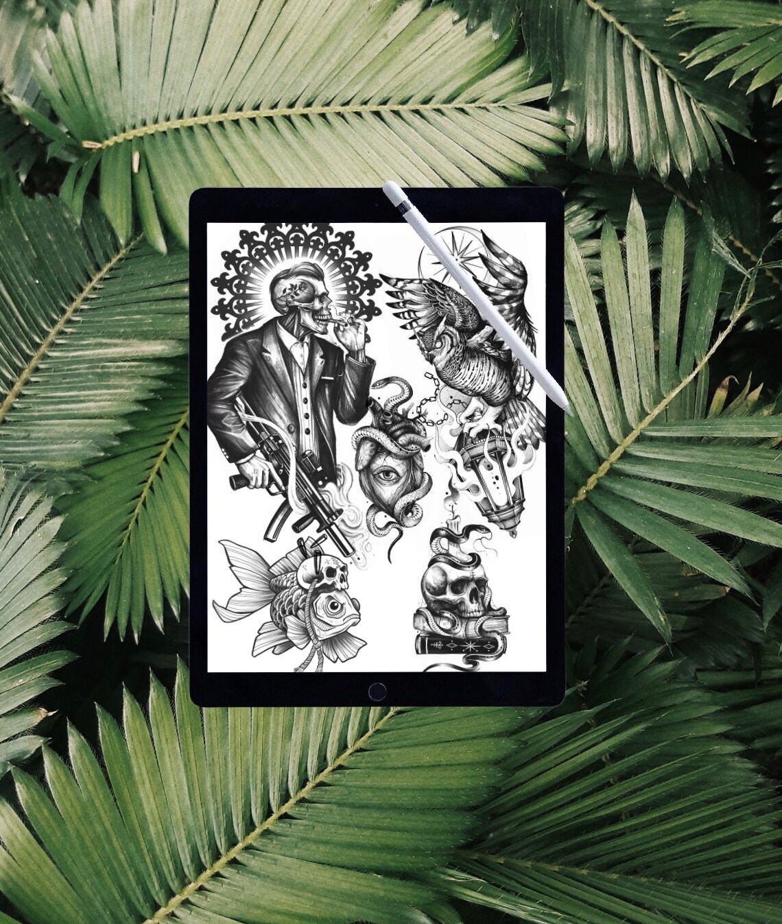 New!!! 100+procreate Tattoo Stamps Vol.5 TATTOO FLASH STAMPS Digital ...