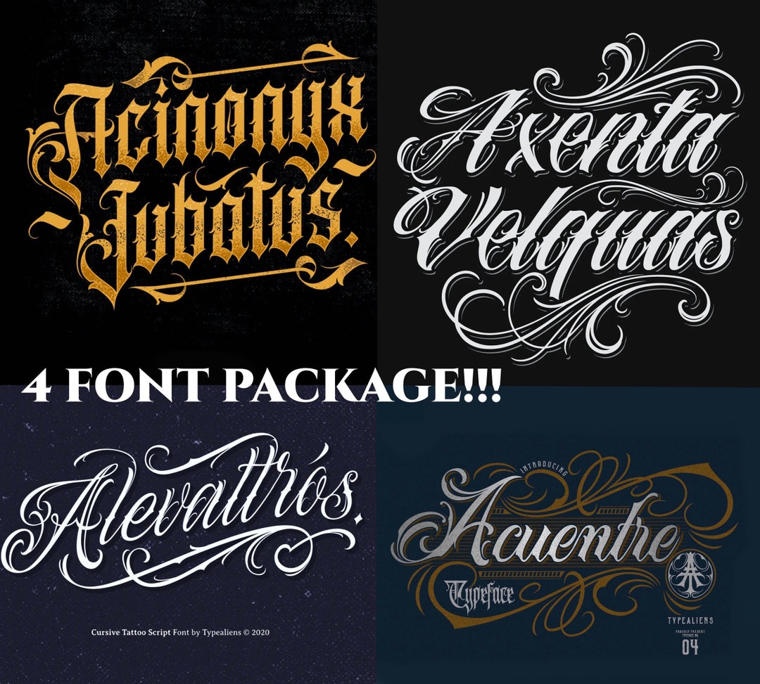 4 PACKAGE Deal!!! Tattoo Font Chicano Script - Etsy