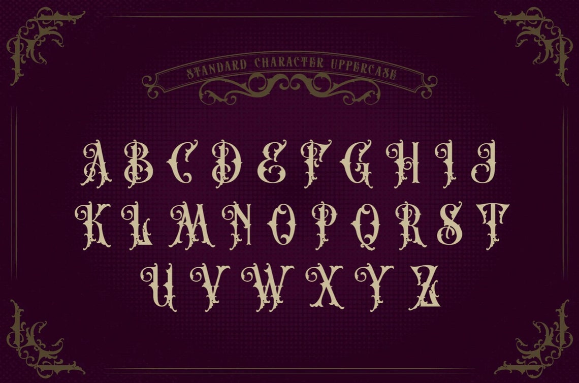 Victorian Tattoo Vintage Fancy Font - Etsy