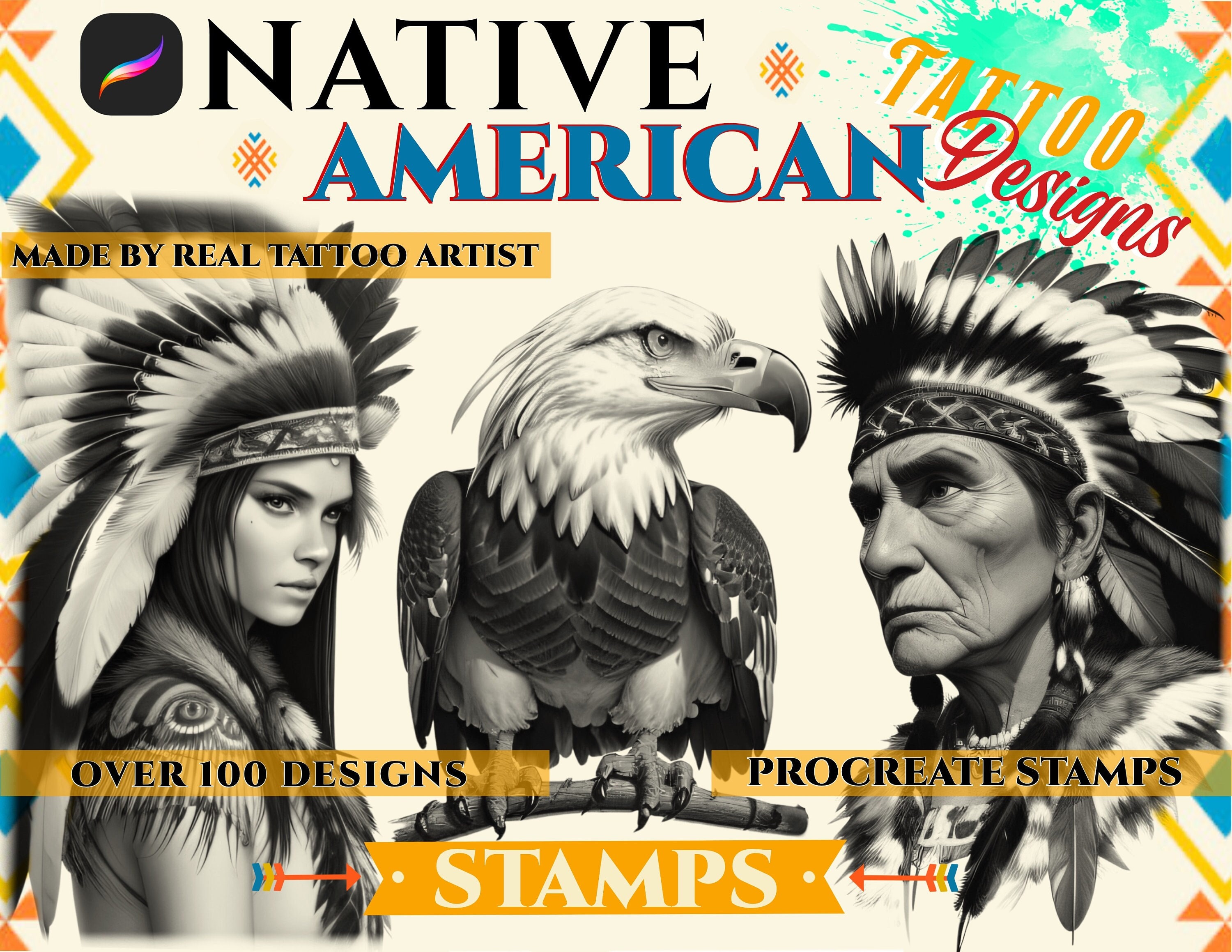 NEW!!! Procreate Stamps! Tattoo Designs! Native American Indian Stamps ...