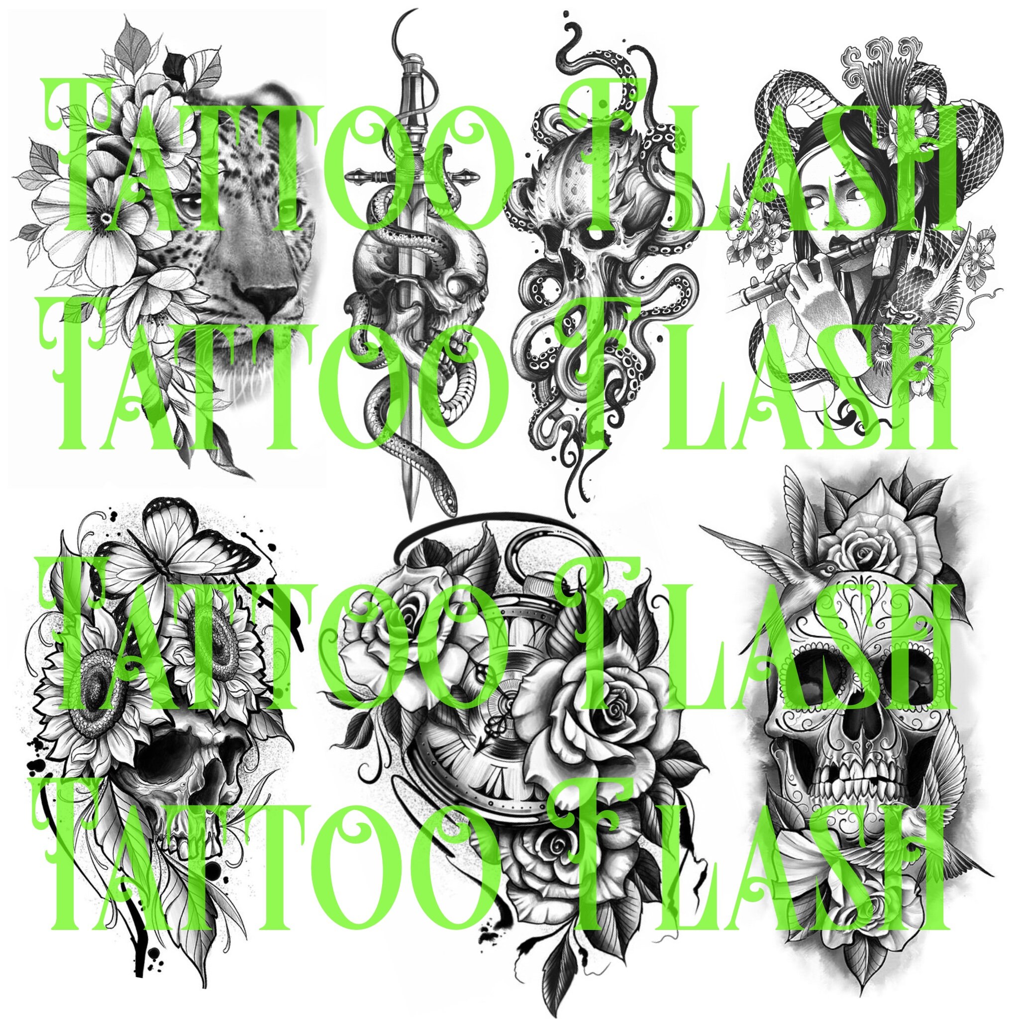TATTOO FLASH Set Vol.3, 100 Procreate Designs/stamps - Etsy
