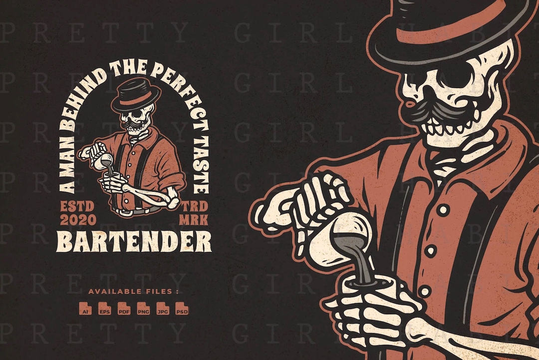 Bartender Hand Drawn Logo (photoshop,png,jpeg,ai,pdf, Etc.) - Etsy