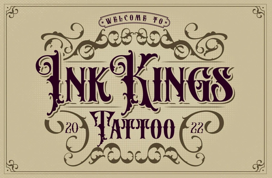 Victorian Tattoo Vintage Fancy Font - Etsy