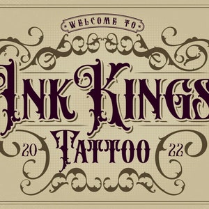 Victorian Tattoo Vintage Fancy Font - Etsy