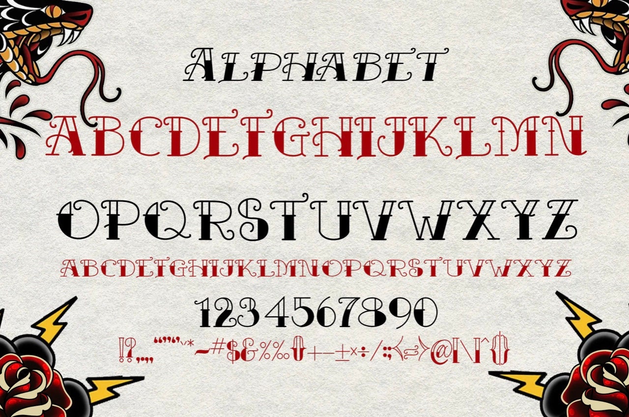 Traditional Tattoo Font OTF / TTF RADTRAD Letters - Etsy