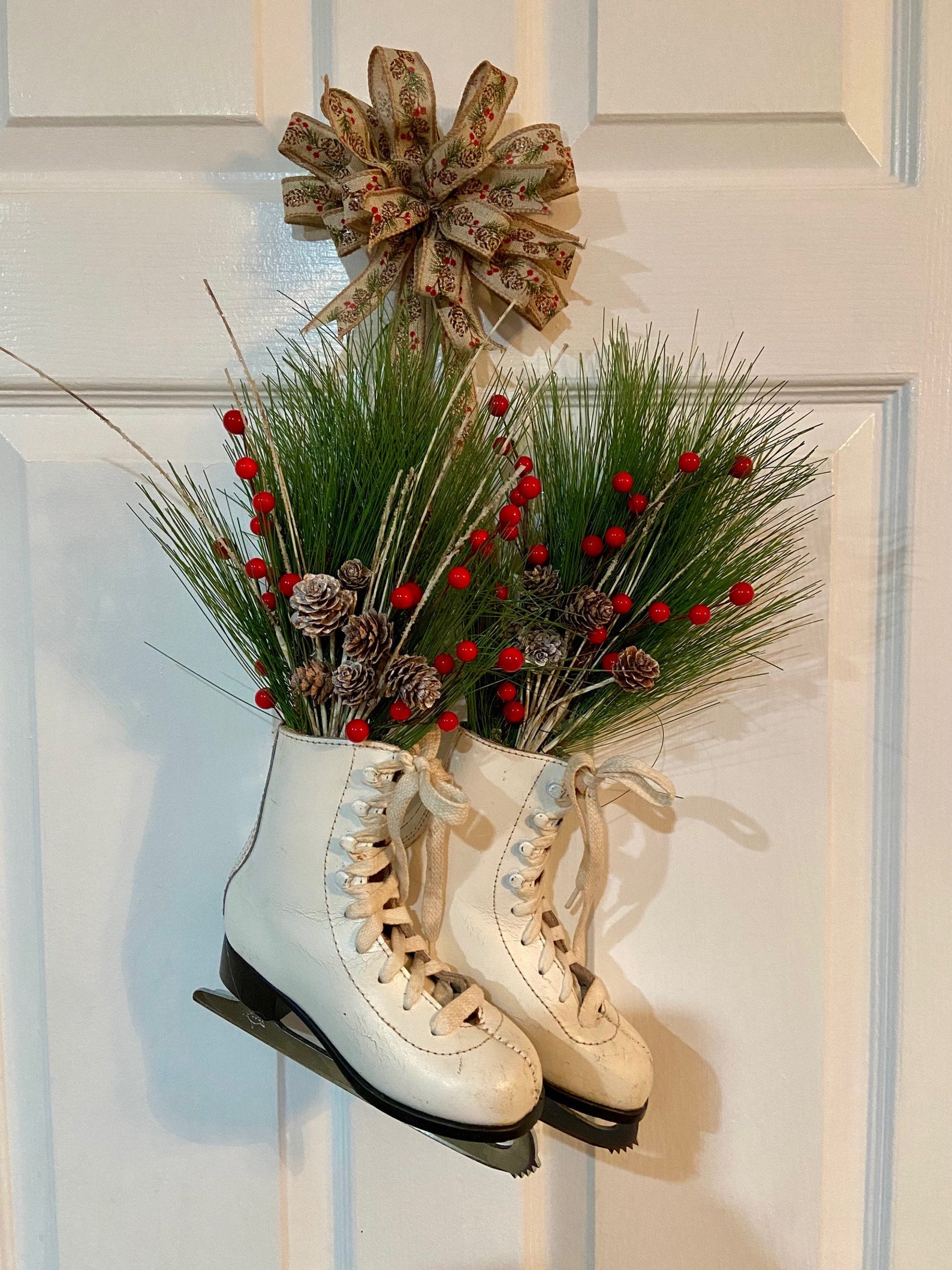 Ice Skate Door Hanger Figure Skate Wall Hanger White Skate - Etsy