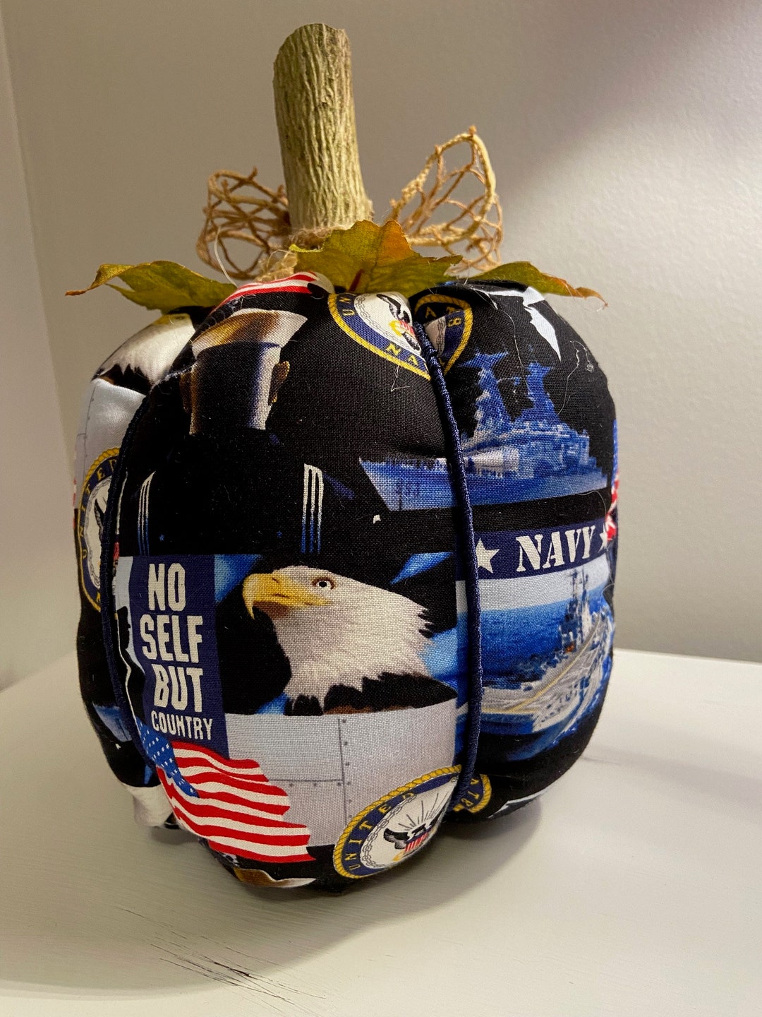 US Navy Themed Fabric Pumpkin US Navy Decor - Etsy