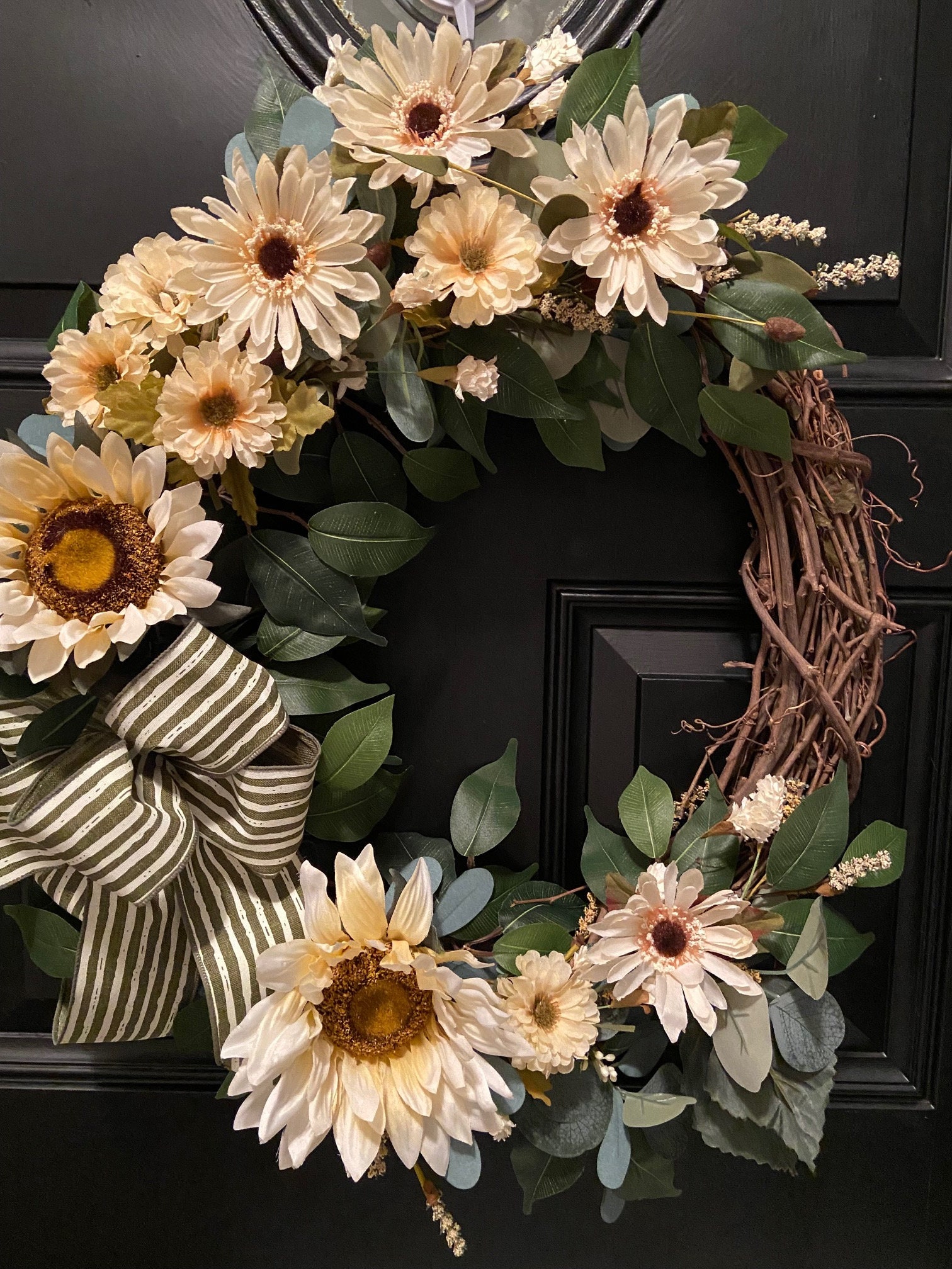 Neutral Wreath Neutral Farmhouse Wreath Cream Sunflowers. - Etsy