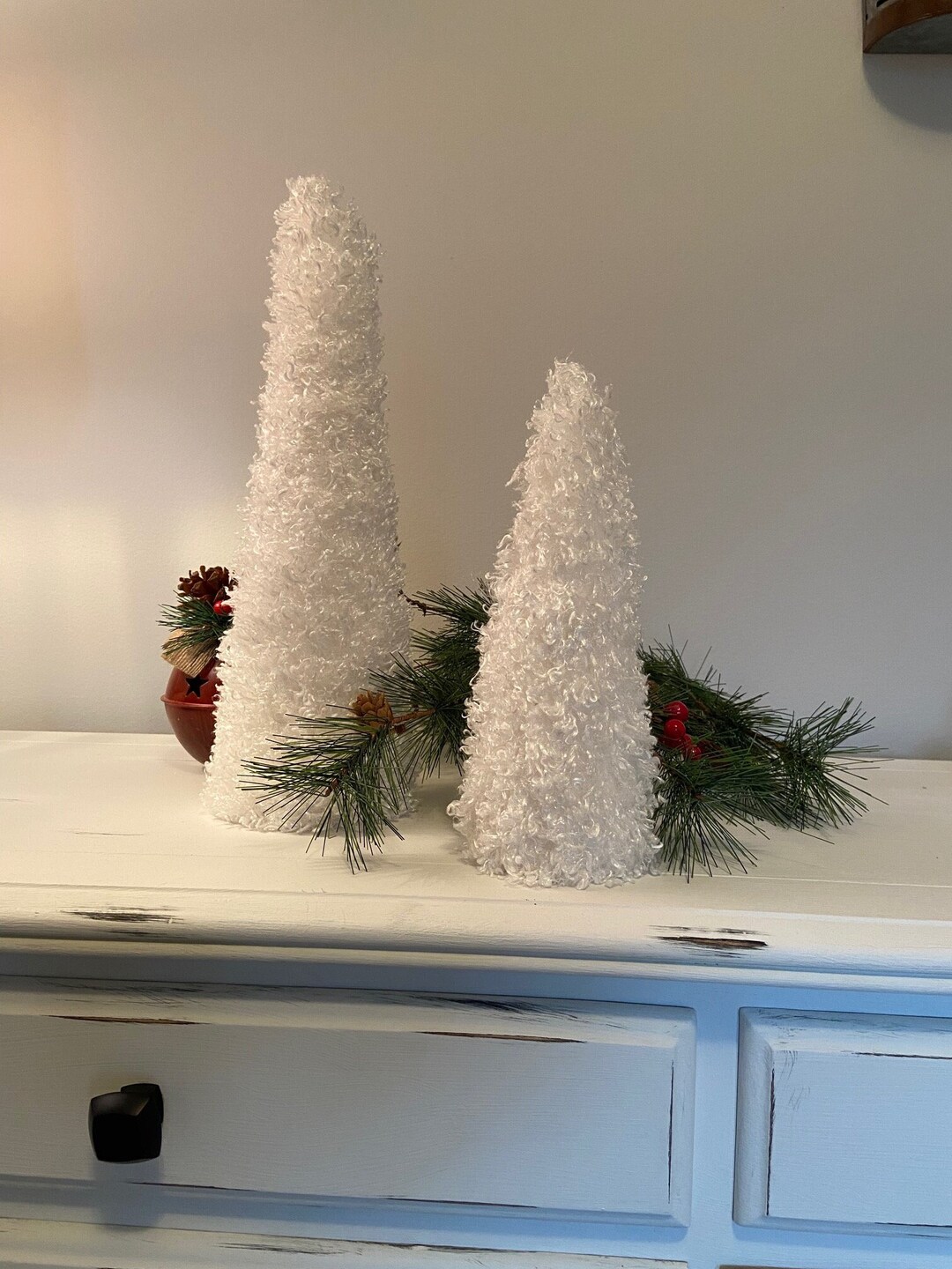Faux Fur Christmas Tree, White Christmas Trees, Holiday Mantle Decor ...