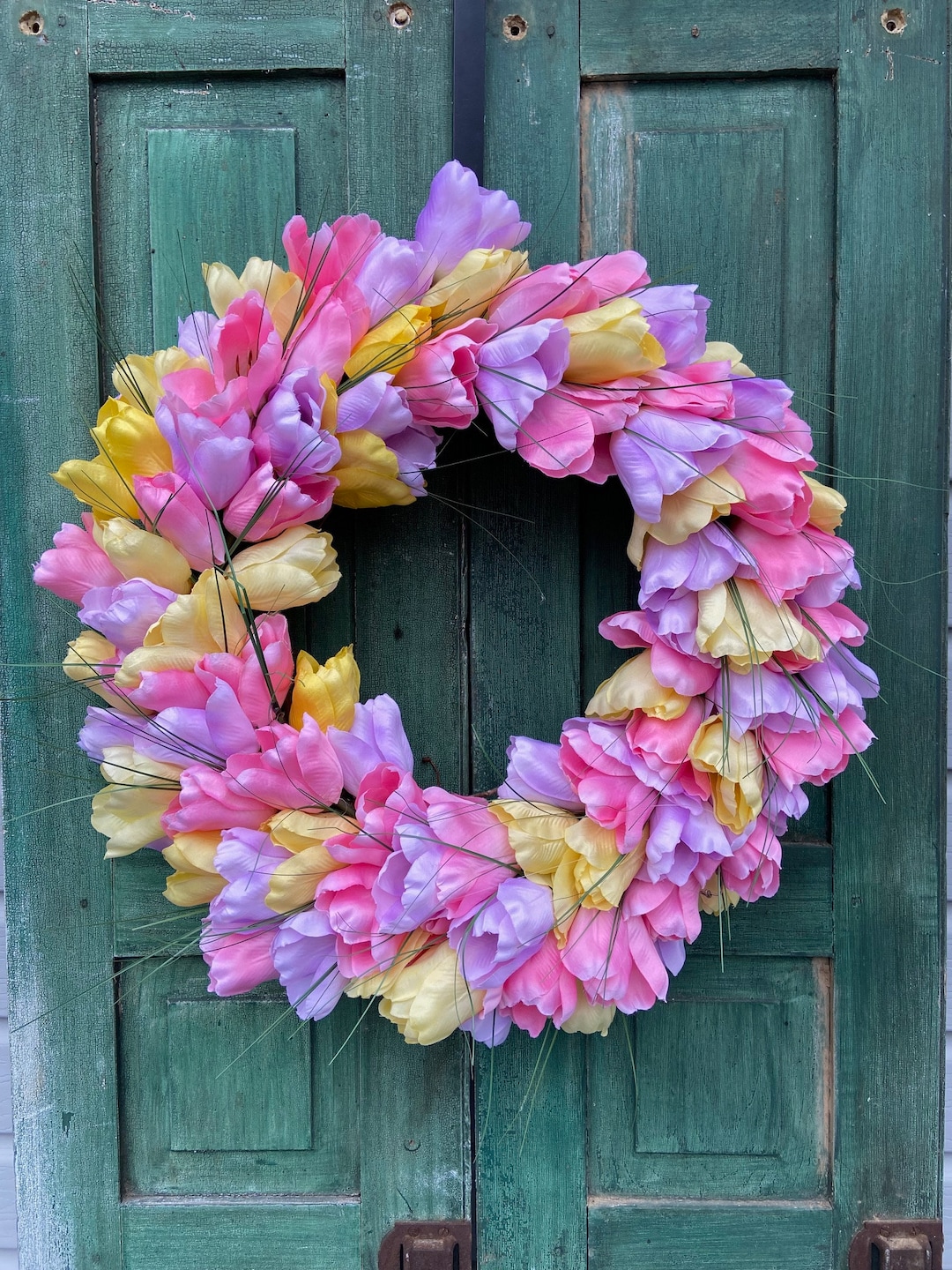 Tulip Wreath, Spring Tulips, Pastel Tulips, Easter Wreath, Spring ...