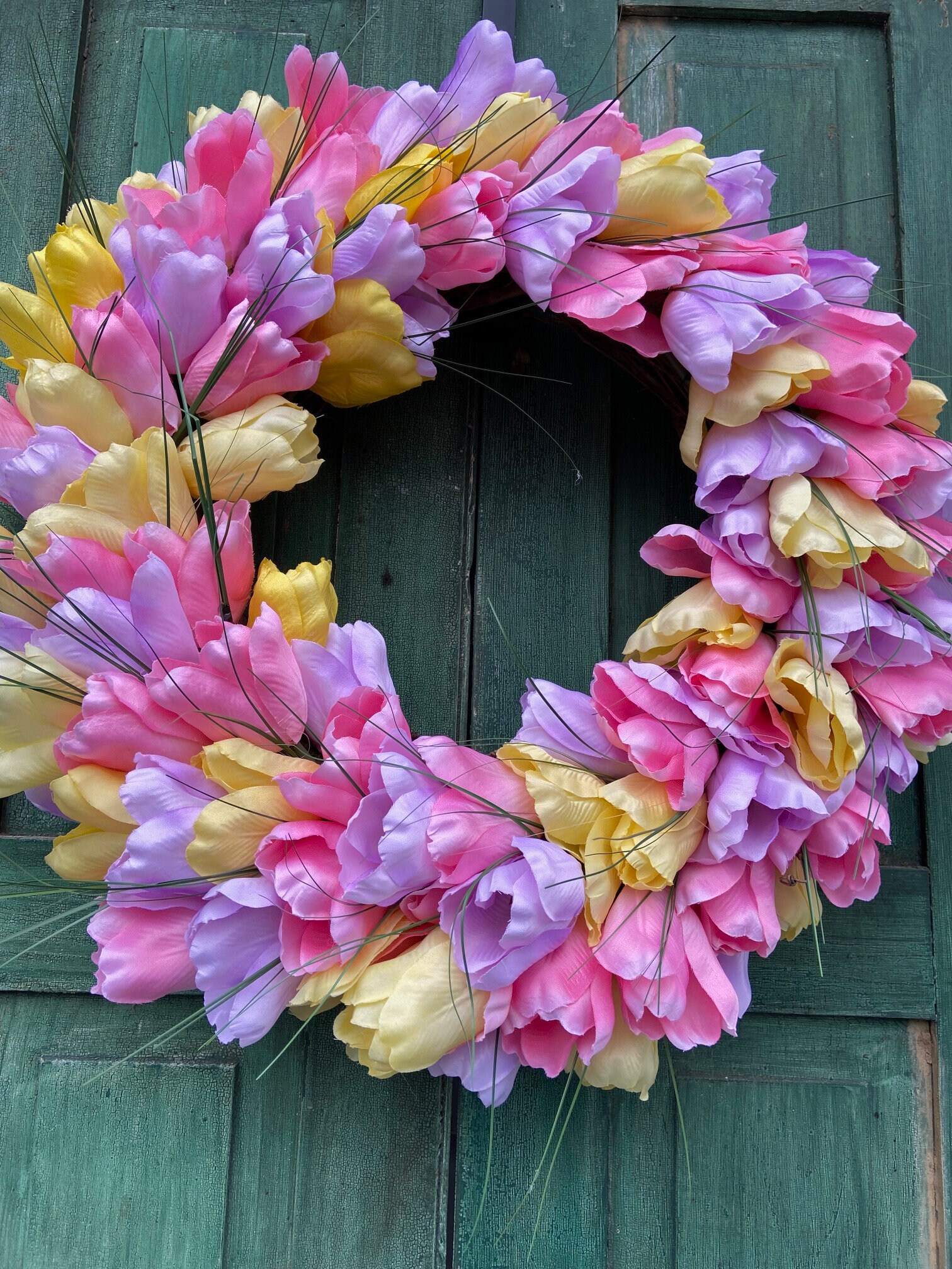 Tulip Wreath, Spring Tulips, Pastel Tulips, Easter Wreath, Spring ...