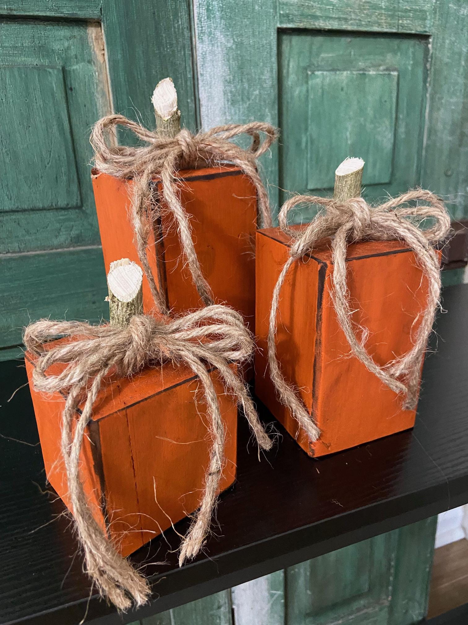 Wooden Pumpkin Trio: Fall Block Decor With Bow Options - Etsy
