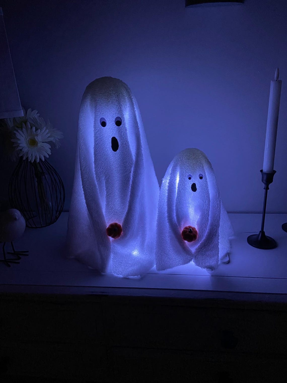 Lighted Sherpa Ghost: Handmade Halloween Tabletop Decor - Etsy