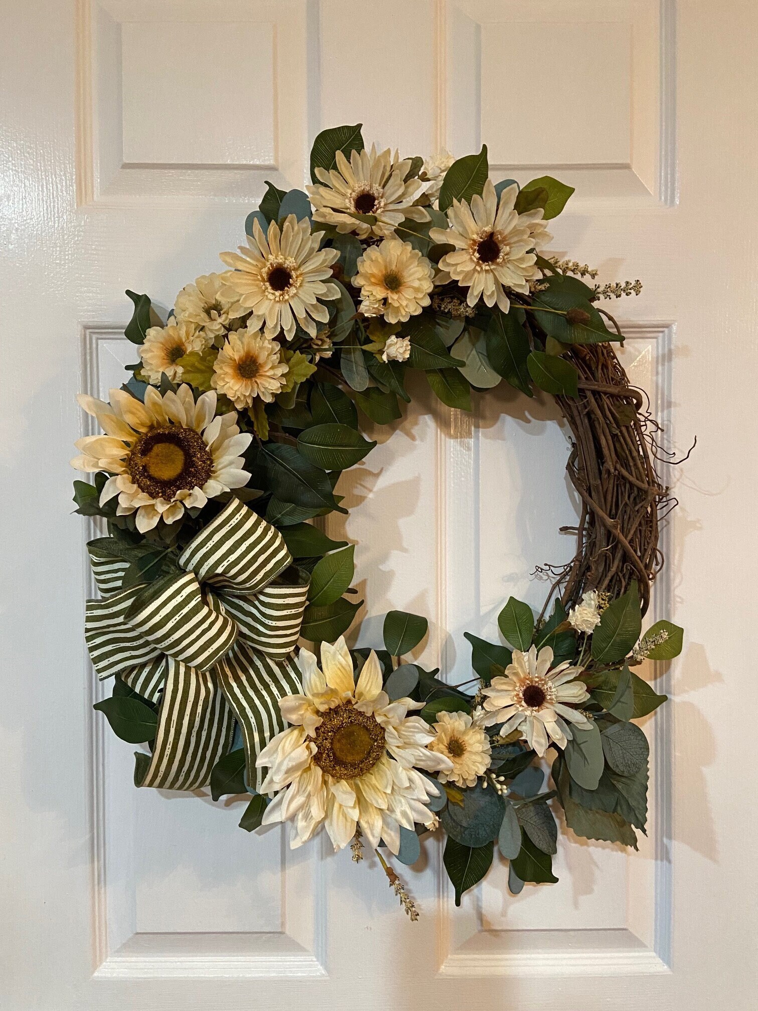Neutral Wreath Neutral Farmhouse Wreath Cream Sunflowers. - Etsy