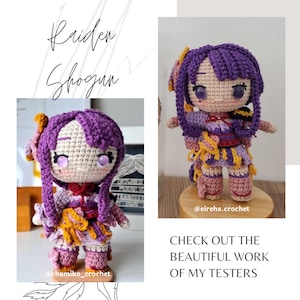 Crochet PDF Pattern: "raiden Shogun" Chibi Amigurumi (english, Spanish ...