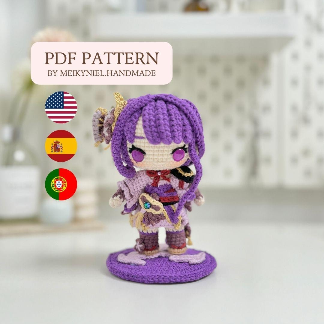 Crochet PDF Pattern: "raiden Shogun" Chibi Amigurumi (english, Spanish ...