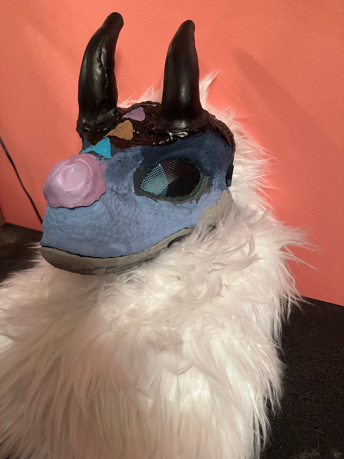 Dino Mask Furry With Horns - Etsy