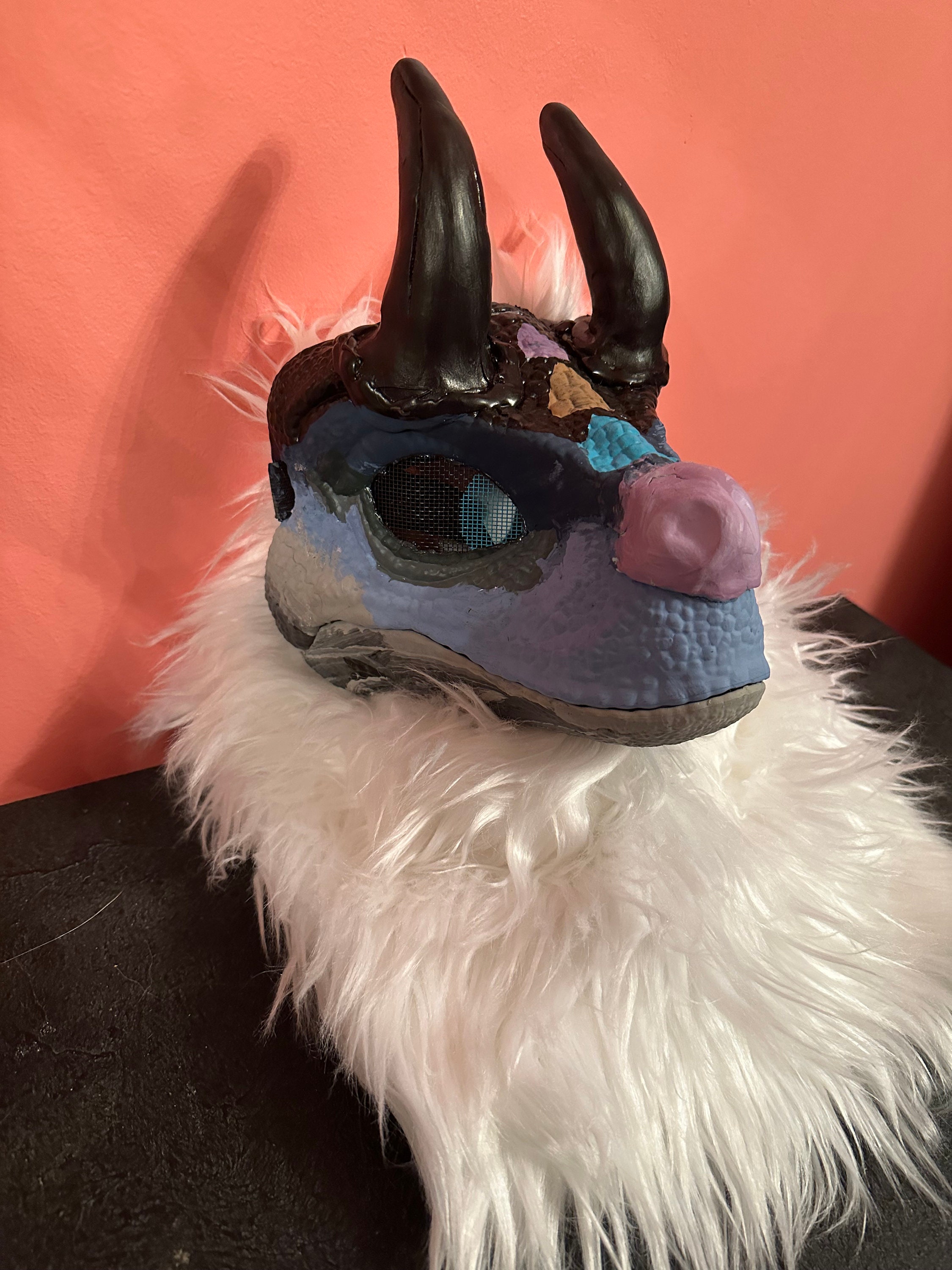 Dino Mask Furry With Horns - Etsy UK