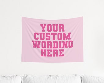 Custom Wording Blue Wall Tapestry, Bedroom Decor, Living Room, Dorm ...