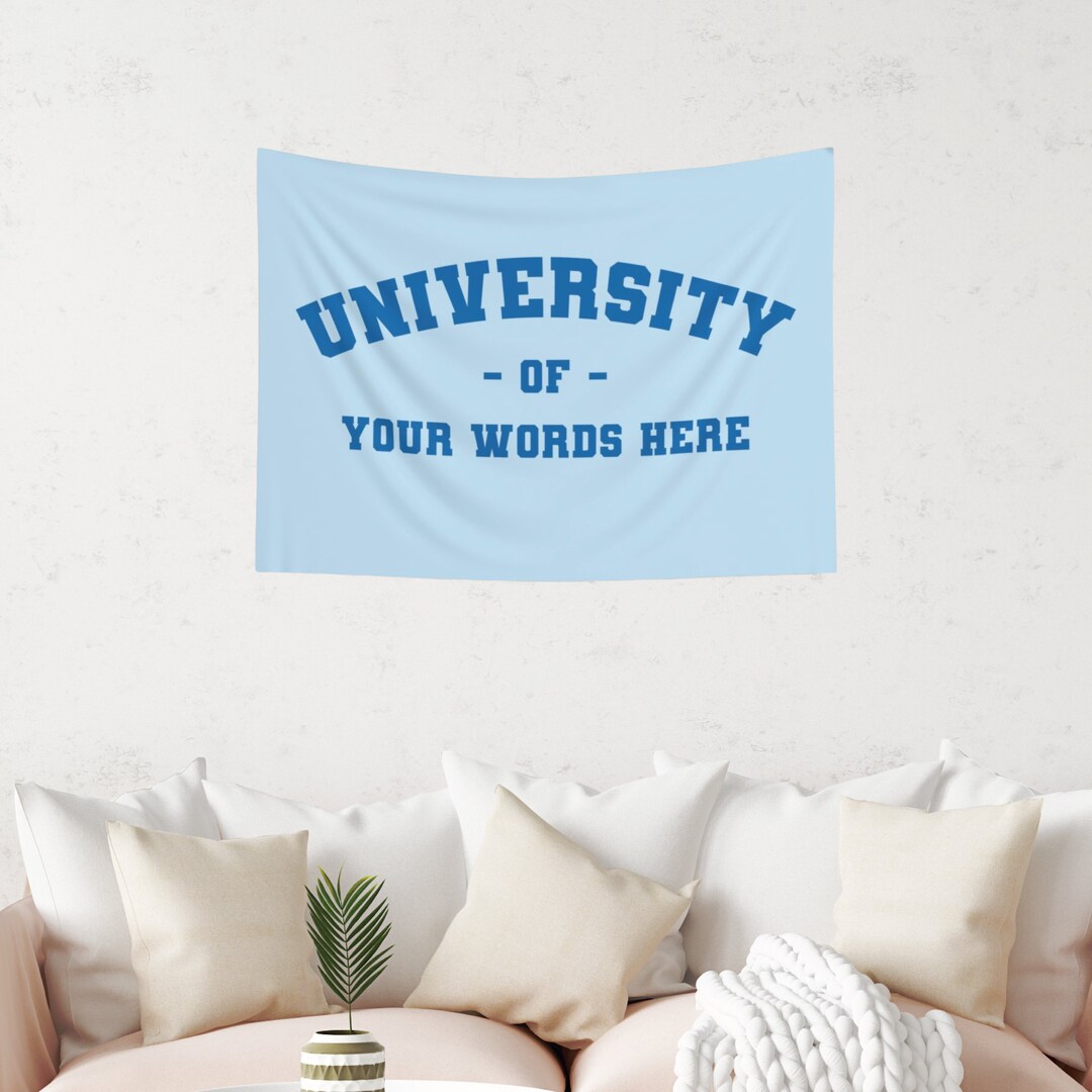 Custom University of Wording Blue Wall Tapestry, Bedroom Decor, Living ...