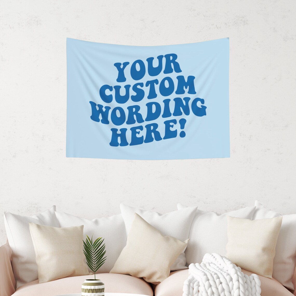 Custom Wording Blue Wall Tapestry Bedroom Decor Living Room - Etsy